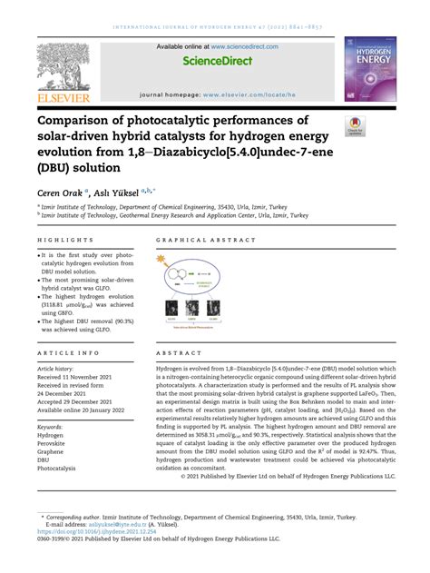Pdf Comparison Of Photocatalytic Performances Of Solar Driven Hybrid