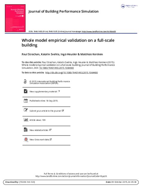 Pdf Whole Model Empirical Validation On A Full Scale Building