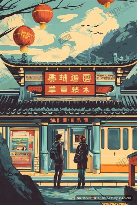Ai创作图横店画册素材横店插画 横店插画横店旅游海报 东南大学活动旅游插画 黔东南插画黔东南旅游 鼋头渚插画 纳西族城市插画 景区插画 春运插画 南巡插画 天一阁插画 东南大学插画科技旅游 镇