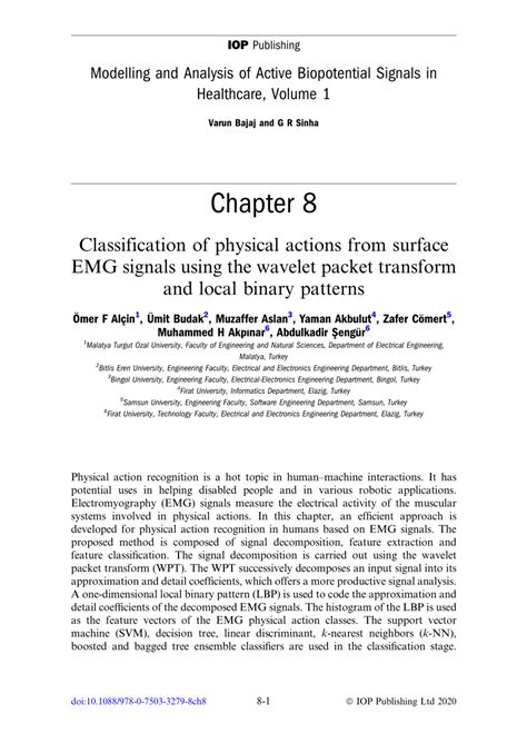 Pdf Classification Of Physical Actions From Surface Emg Signals Using The Wavelet Packet
