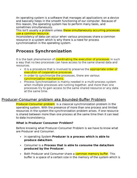 Process Synchronization Docsity