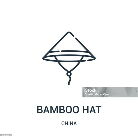 중국 컬렉션에서 대나무 모자 아이콘 벡터 얇은 라인 대나무 모자 개요 아이콘 벡터 일러스트 레이 션입니다 웹 및 모바일 앱 로고 인쇄 미디어에 사용할 선형 기호입니다 기체