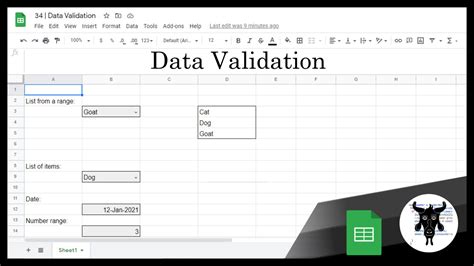 Google Sheets Beginners Data Validation 34 Yagisanatode