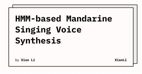 Hmm Based Mandarine Singing Voice Synthesis