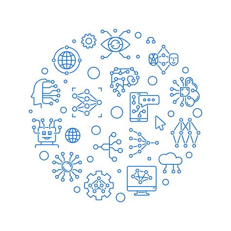 Premium Vector Ml Or Machine Learning Concept Round Line Blue Banner