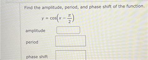 Solved Find The Amplitude Period And Phase Shift Of The