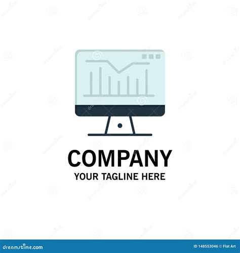 Computer Static Graph Monitor Business Logo Template Flat Color