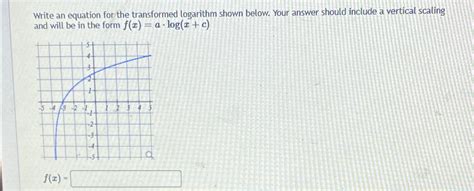 solved write an equation for the transformed logarithm shown