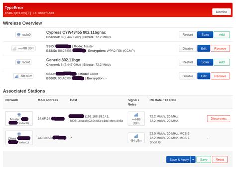 Luci Dashboard TypeError Chan Options Is Undefined On Raspberry PI B Issue