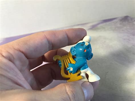 Vintage Smurfs 2 Smurf Smurf Holding Harp Figure Pvc Etsy