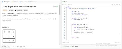 Day 15 Of 30daysofcodechallenge Equal Row And Column Pairs Mitali