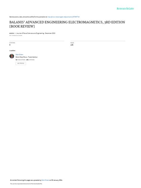 Balanis Advanced Engineering Electromagnetics 3rd Book Review Pdf