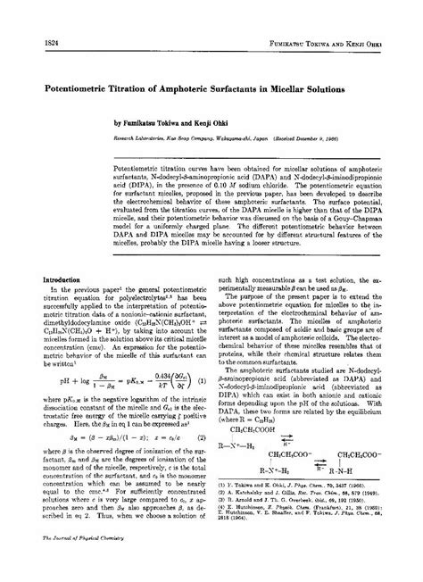 Pdf Potentiometric Titration Of Amphoteric Surfactants In Micellar Solutions Dokumentips