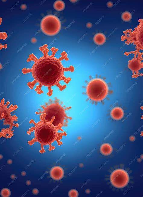 Premium Photo Background With Viruses Microscopic View Of Floating Virus Cells 3d Rendering Of