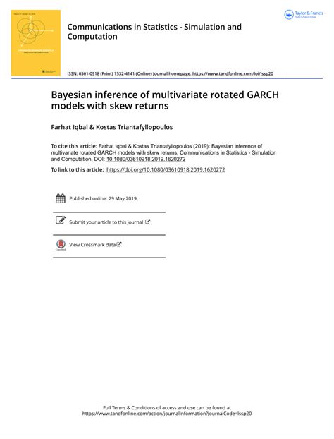 Pdf Bayesian Inference Of Multivariate Rotated Garch Models With Skew Returns