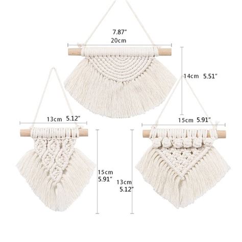 Badubg 3 бр Ръчно изработени тъкани гоблени с пискюли Boho Домашни