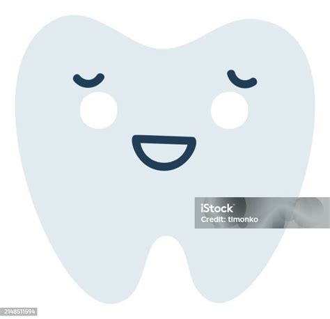 회색 수줍은 치아 이모티콘 아이콘 귀여운 치아 캐릭터 개체 의학 기호 평면 벡터 아트 치과 클리닉 디자인을 위한 만화 요소 포스터 가공의 인물에 대한 스톡 벡터 아트 및
