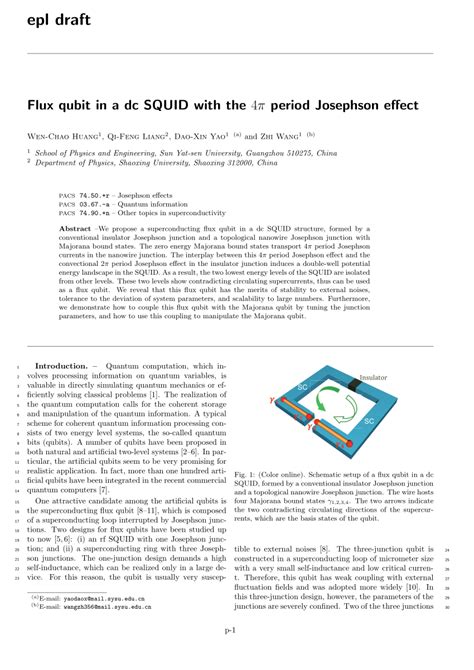 Pdf Flux Qubit In A Dc Squid With The 4π Period Josephson Effect