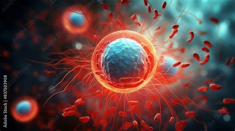 Microscopic Exploration Detailed Anatomy Of A Cell In D Illustrated On A Science Background