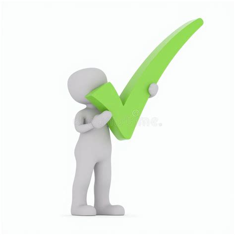 A 3d Character Proudly Holds A Large Green Checkmark Symbol Representing Approval Success And