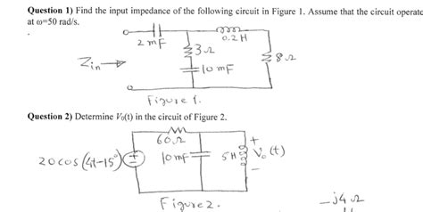 Solved Question 1 Find The Input Impedance Of The Following Chegg Com