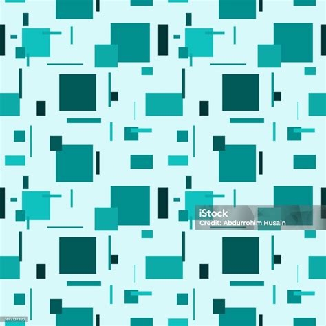 추상적인 직사각형은 종이 직물 또는 포장지를 인쇄하기 위한 이음매 없는 패턴을 형성합니다 에메랄드 그린 색상 테마입니다 배경 주제에 대한 스톡 벡터 아트 및 기타 이미지