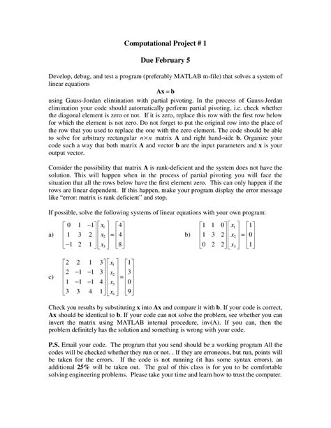 Computational Project 1 Computational Methods Mcen 3030 Docsity