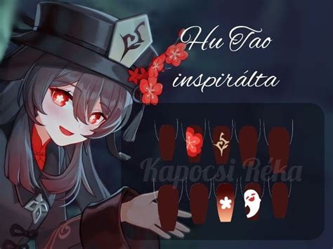 Genshin Impact Hu Tao Inspired Nail Art