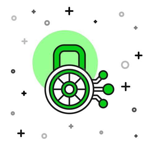 Filled Outline Cyber Security Icon Isolated On White Background Closed