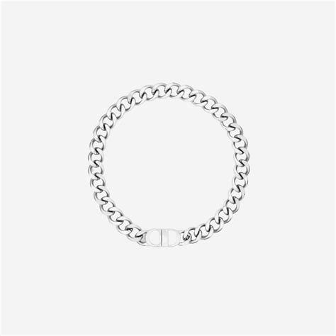 디올 에센셜 Cd 아이콘 체인 링크 네클리스 실버 피니쉬 브래스 Dior Kream