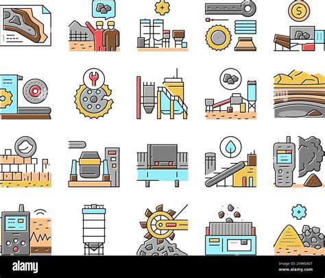 Quarry Mining Industrial Process Icons Set Vector Stock Vector Image Art Alamy