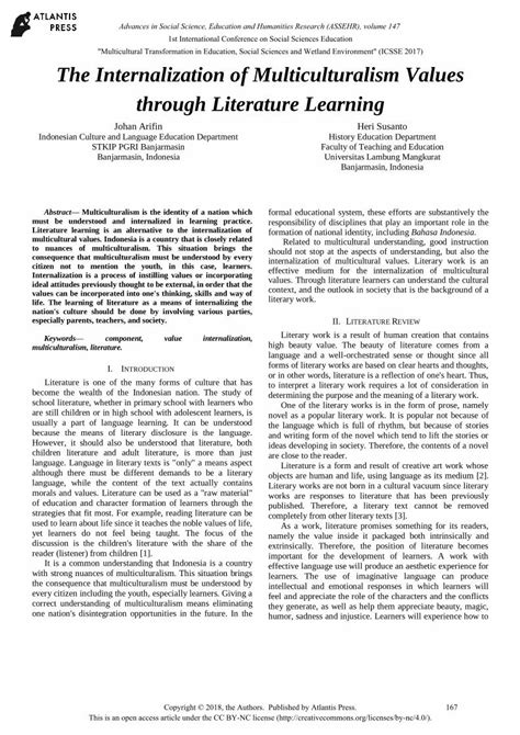 Pdf The Internalization Of Multiculturalism Values Through