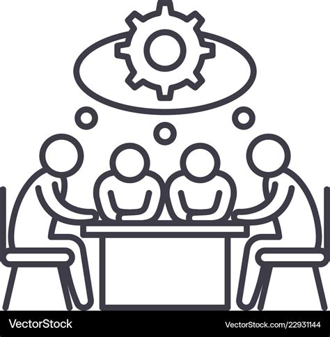 Brainstorming Line Icon Concept Royalty Free Vector Image