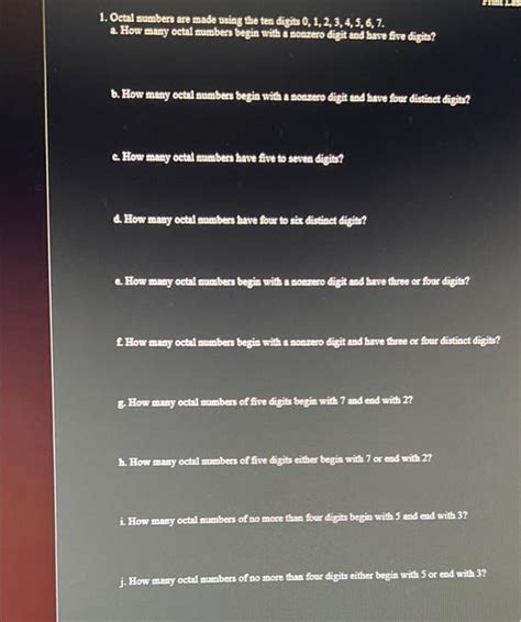 Solved 1 Octal Numbers Are Made Using The Ten Digits 0 1