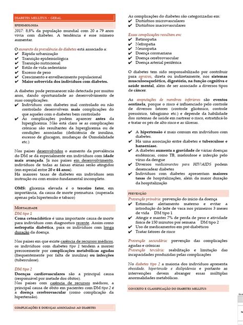 Resumo Diabetes Mellitus Geral Pdf Diabetes Hipoglicemia