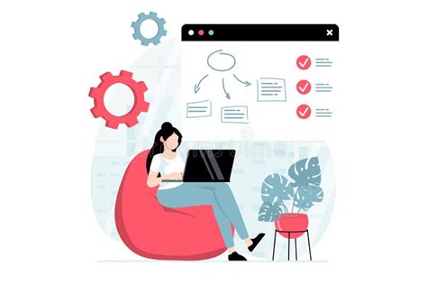 SaaS Concept With People Scene In Flat Design Stock Illustration Illustration Of Information