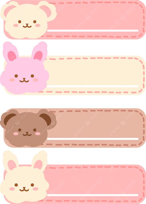 Cute Animal Name Tags Vector Name Tags Cute Pastel Colors Png And