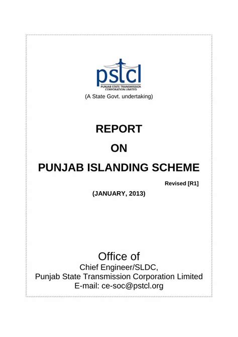 pdf report on punjab islanding scheme revised r1report on punjab