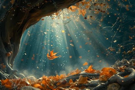 Premium Photo Tree Shedding Autumn Leaves In A Forest