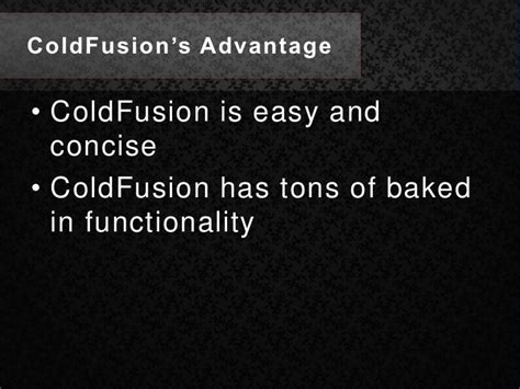 Intro To Coldfusion