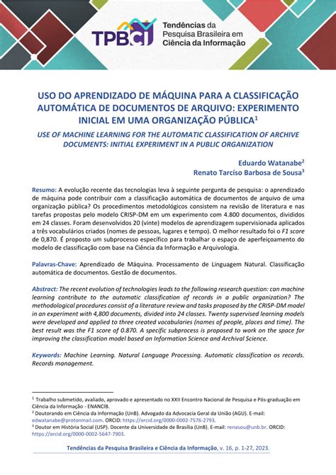 Pdf Use Of Machine Learning For The Automatic Classification Of