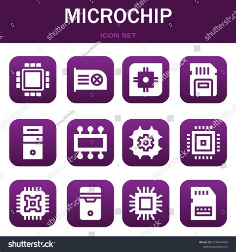 Microchip Icon Set Vector Illustrations Related Stock Vector Royalty Free 2185424803