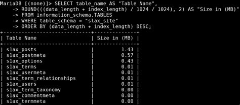 Узнать размер базы Mysql Записки админа