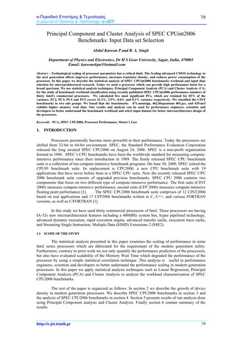 Pdf Principal Component And Cluster Analysis Of Spec Cpuint2006 Benchmarks Input Data Set