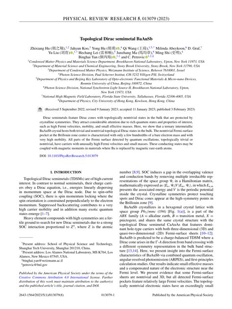 Pdf Topological Dirac Semimetal Baausb