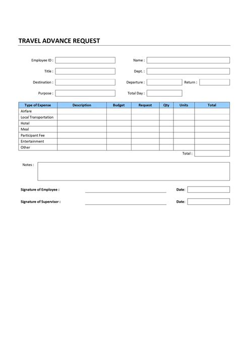 Travel Advance Request