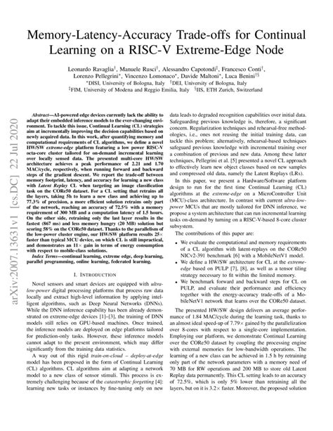 Memory Latency Accuracy Trade Offs For Continual Learning On A Risc V