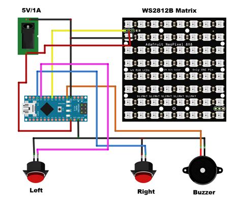 arduino breakout game on 8x8 led matrix with ws2812b leds arduino