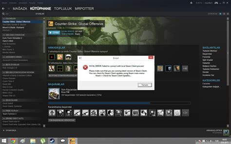Çözüldü fatal error failed to connect with local steam client process