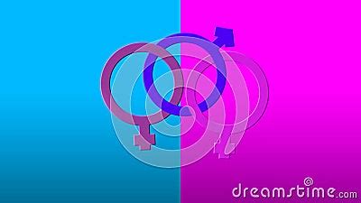 Animation Of Linked Male And Two Female Gender Symbols On Pink And Blue Stock Video Video Of